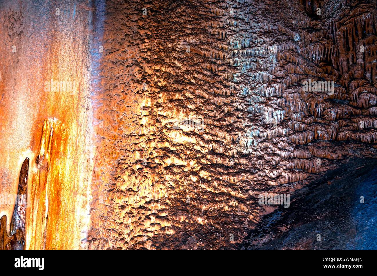 Republic of Crimea. Stalactites, stalagmites on the walls of the Emine ...