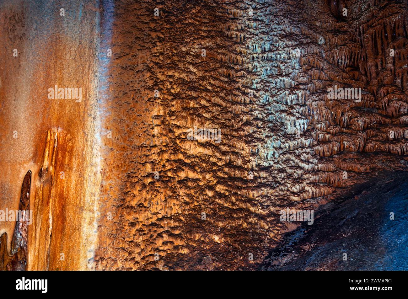Crimea, Ukraine. Stalactites, stalagmites on the walls of the Emine ...