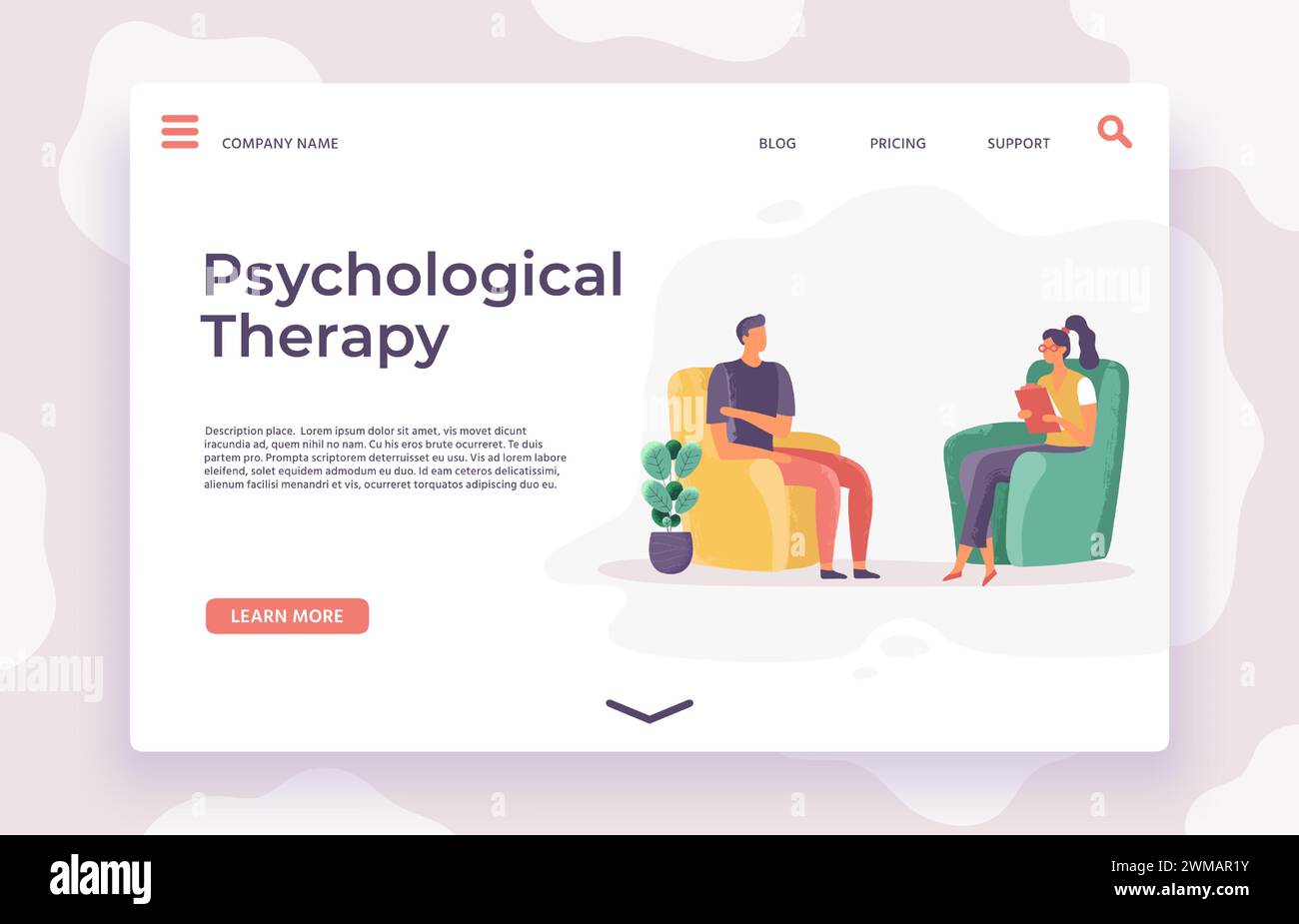 Psychological therapy landing page. Vector of therapy Stock Vector ...