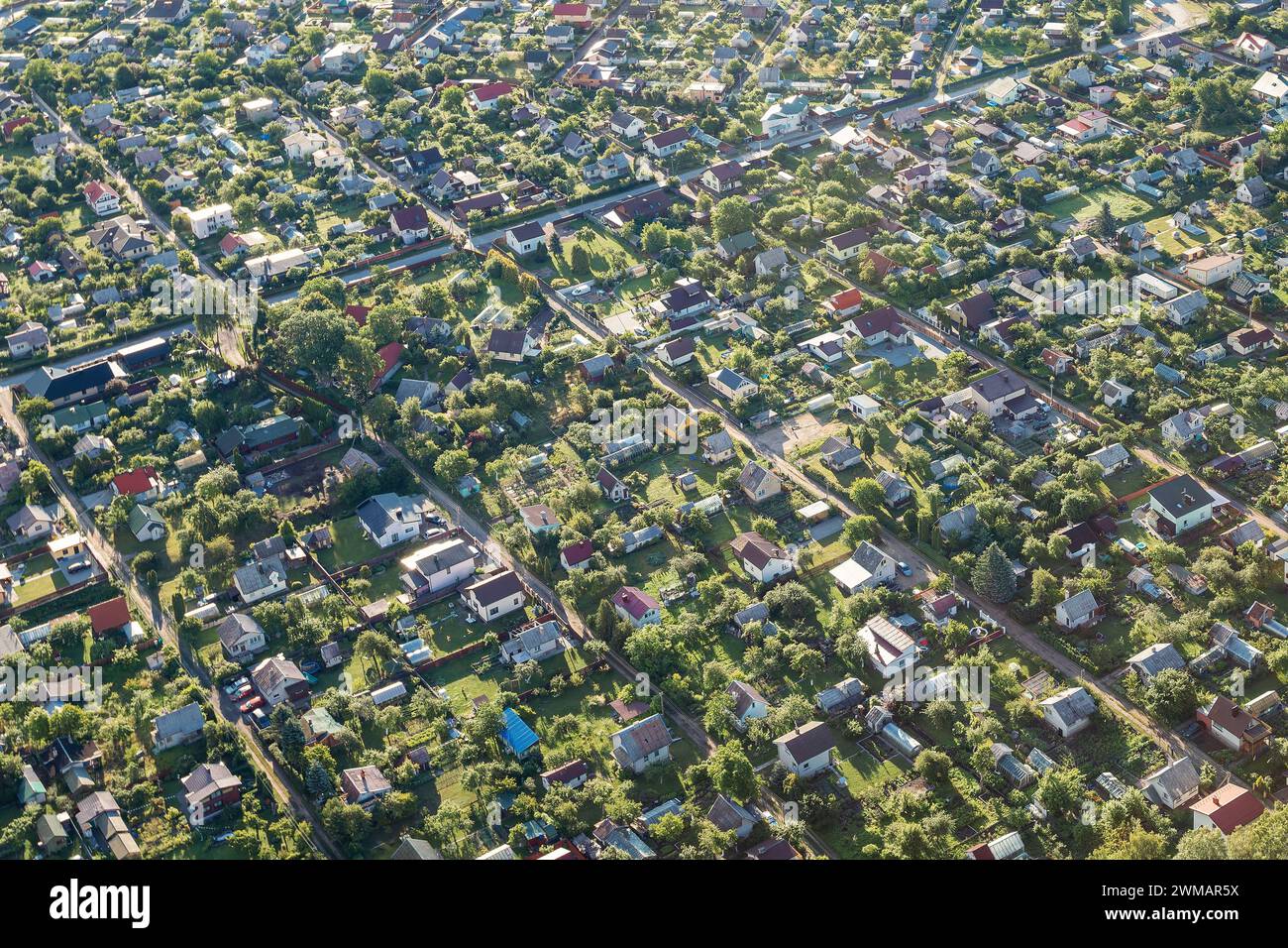 Settlement with houses in a small town, photographed from above Stock ...