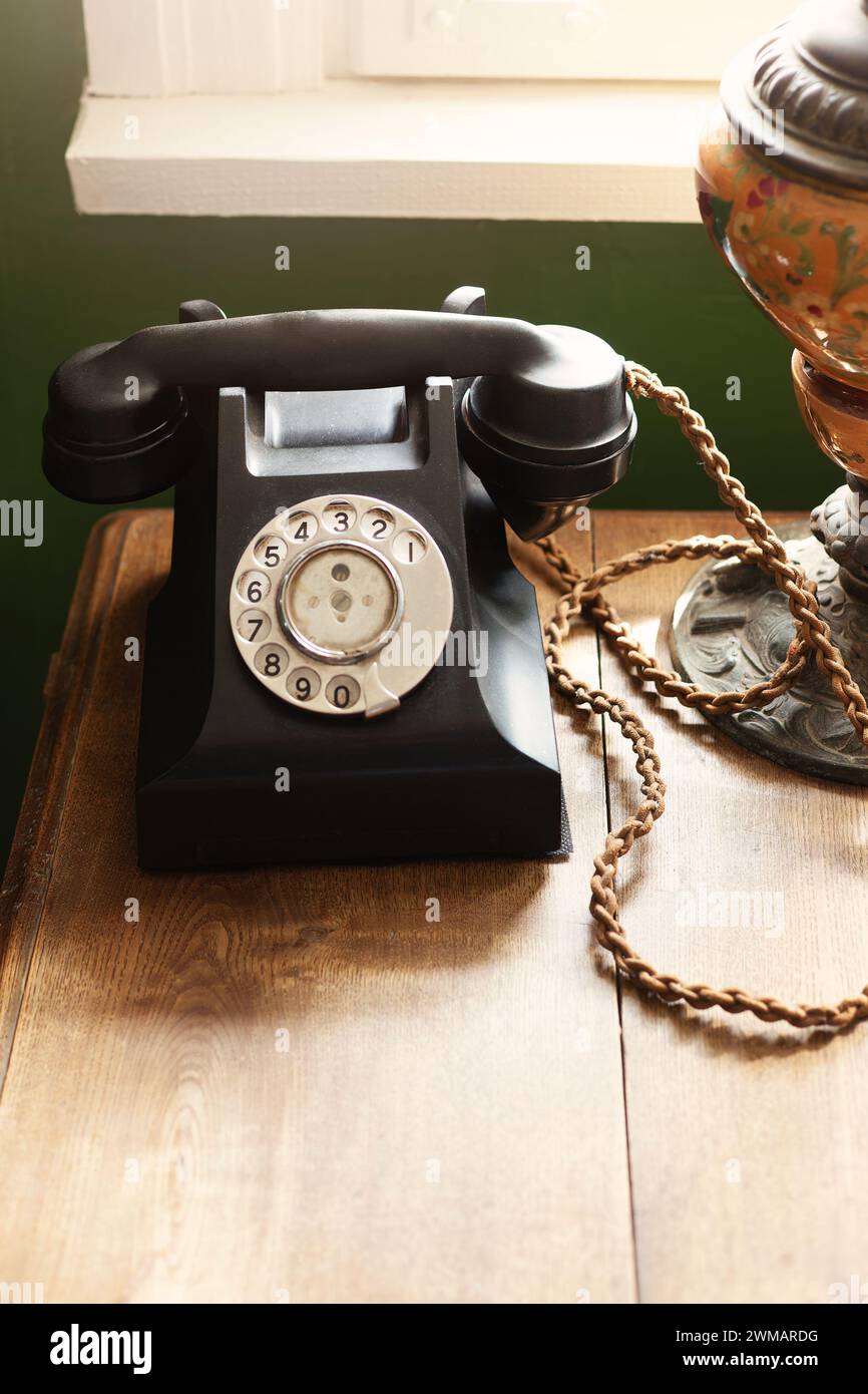Old telephone table analog hi-res stock photography and images - Alamy