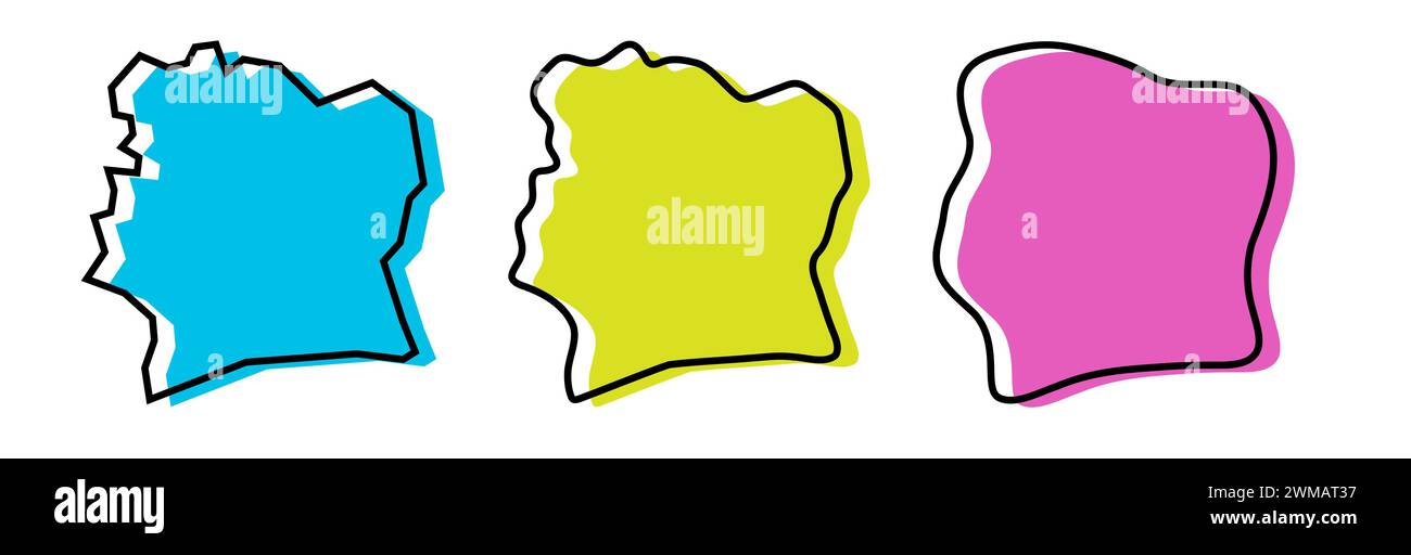 Ivory Coast Country Black Outline And Colored Country Silhouettes In
