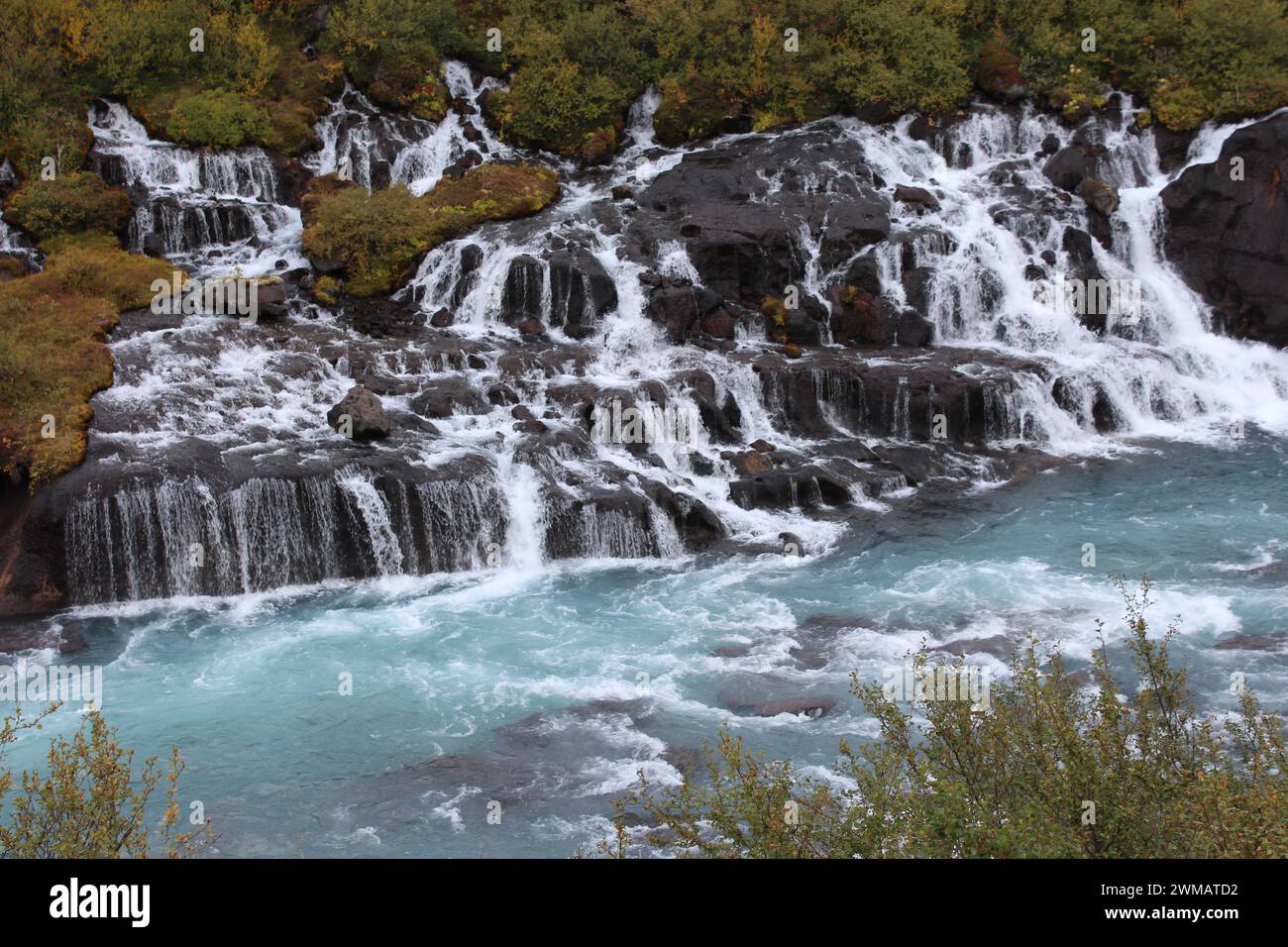 Barnafoss waterfall trekking - Iceland adventure Stock Photo - Alamy