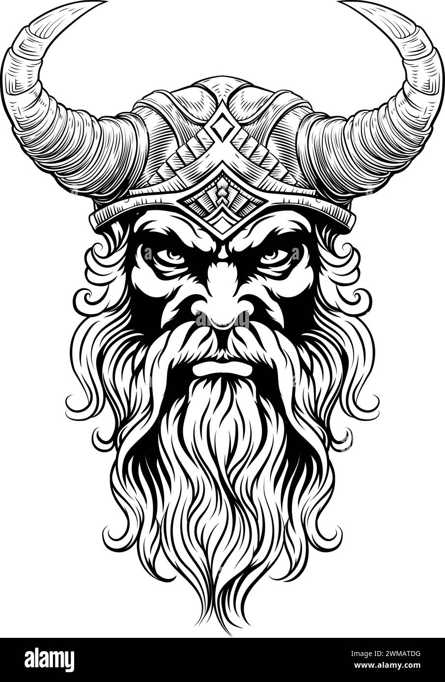 Viking Warrior Man Strong Mascot Face in Helmet Stock Vector Image ...