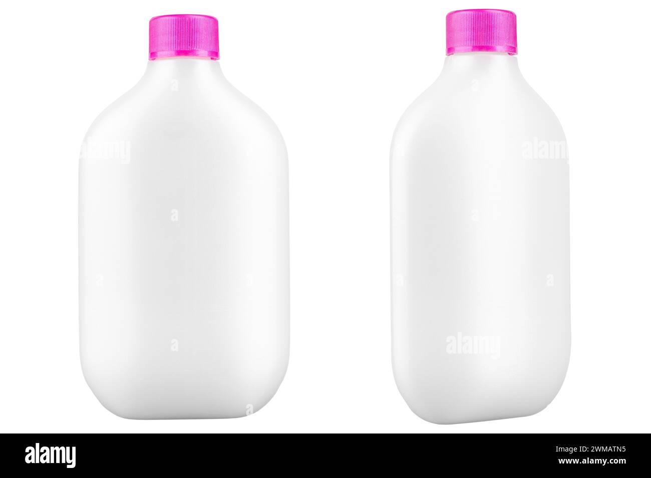 Blank templates of empty and clean white plastic container with screw ...