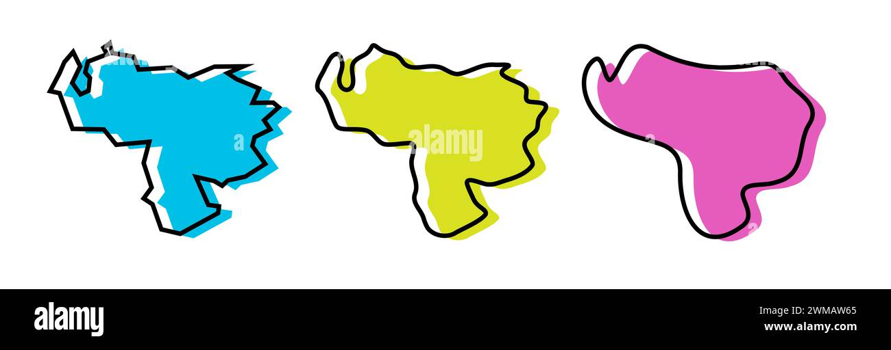 Venezuela country black outline and colored country silhouettes in ...
