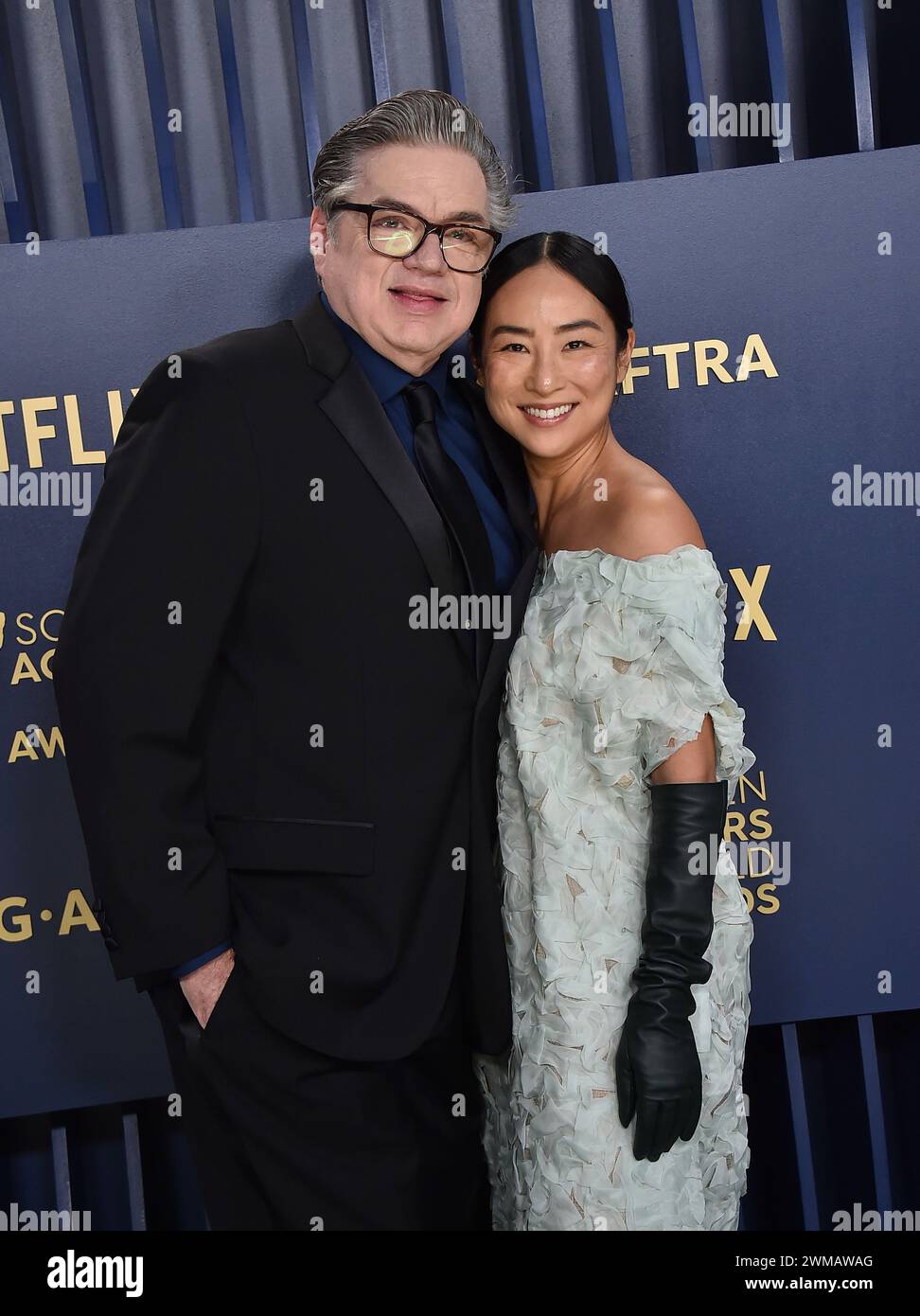 Los Angeles, USA. 24th Feb, 2024. Oliver Platt and Greta Lee arriving ...