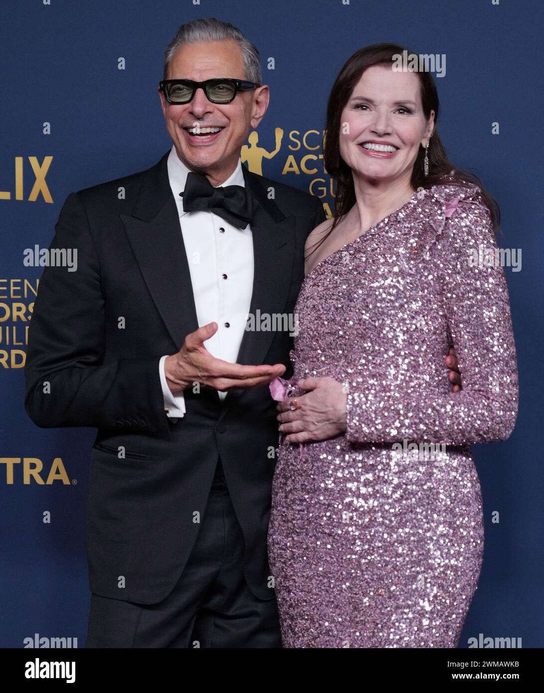 Los Angeles, USA. 24th Feb, 2024. (L-R) Jeff Goldblum and Geena Davis at the Screen Actors Guild ...