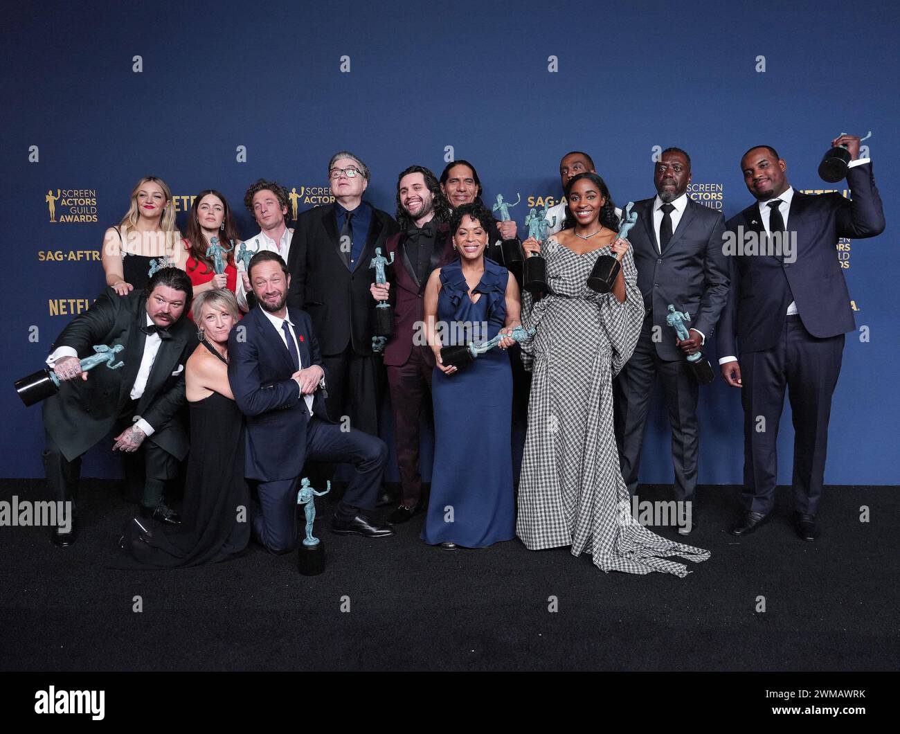 (L-R) THE BEAR Cast - Matty Matheson, Jeanie Bacharach, Ebon Moss ...