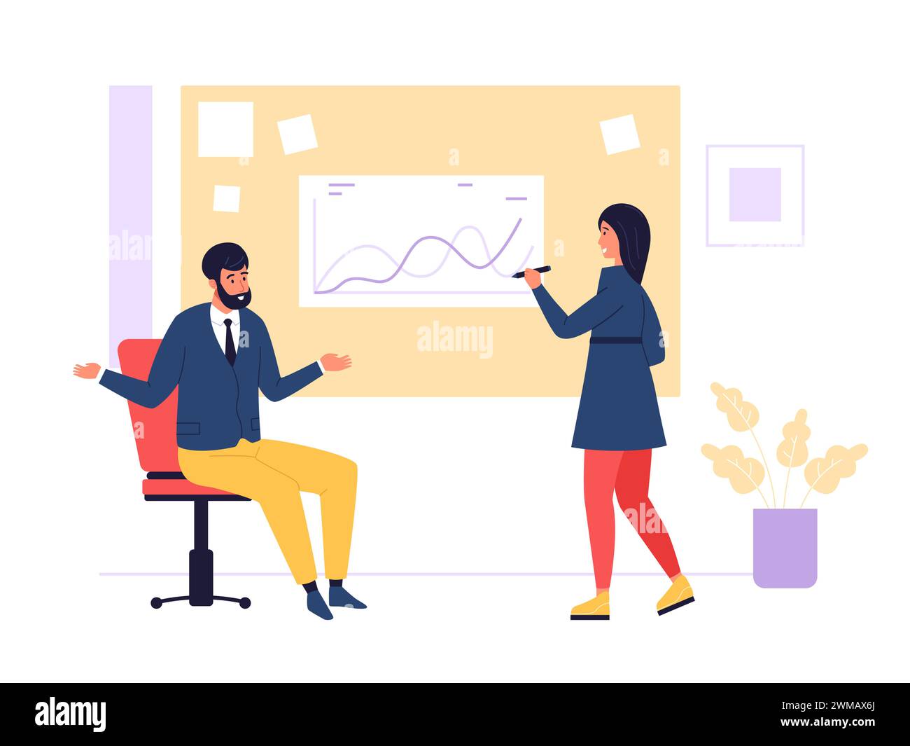Office workers at workplace. Vector of workplace Stock Vector Image ...