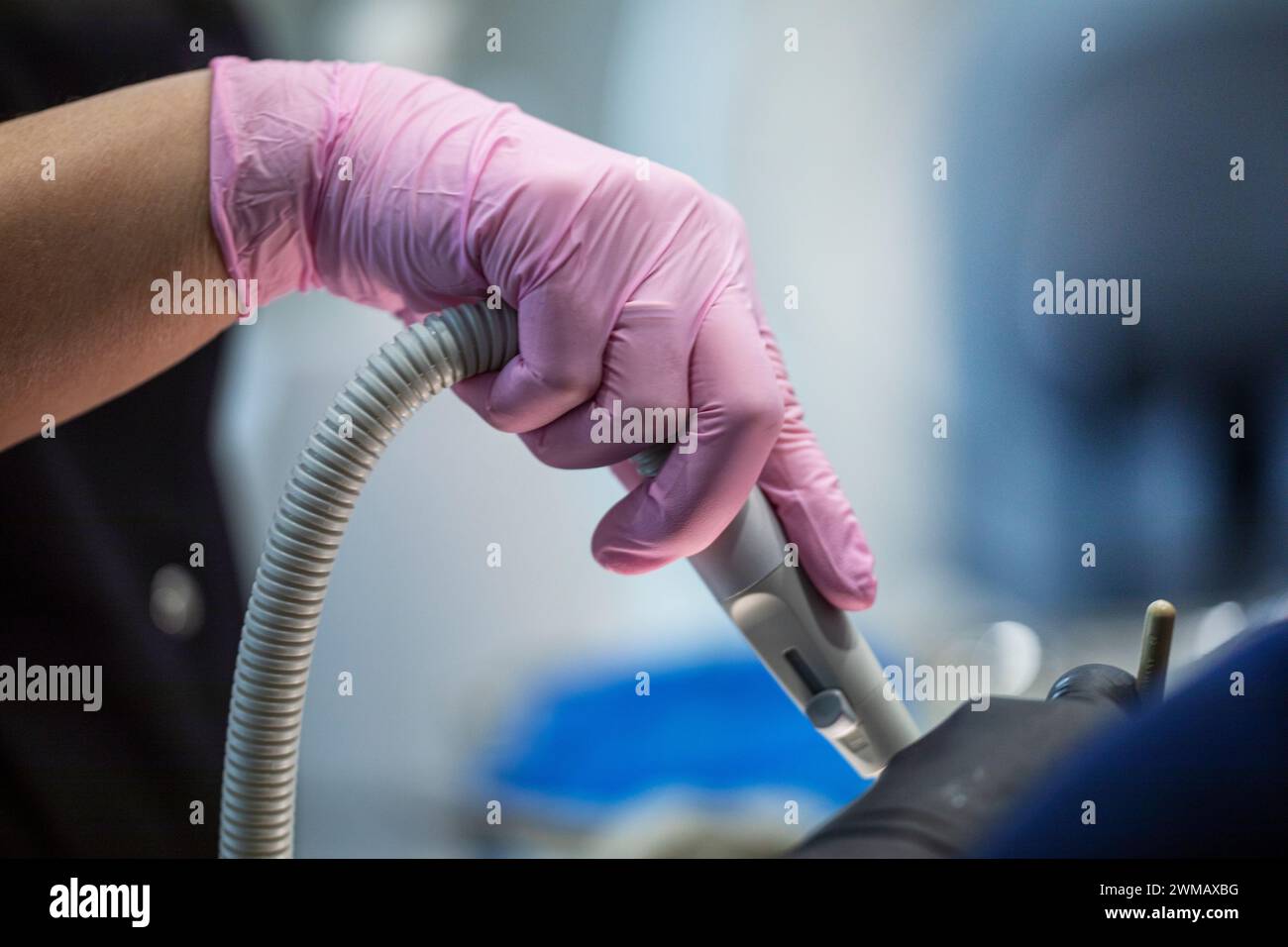 restoration of a damaged tooth at the dentist. Care and care of teeth ...