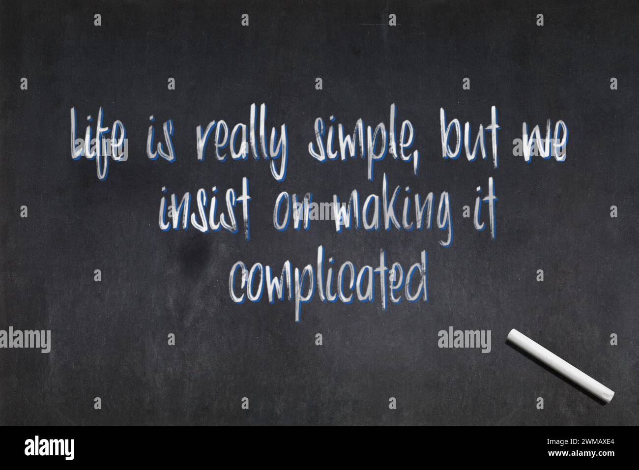 Blackboard with a quote from Confucius drawn in the middle saying "Life ...