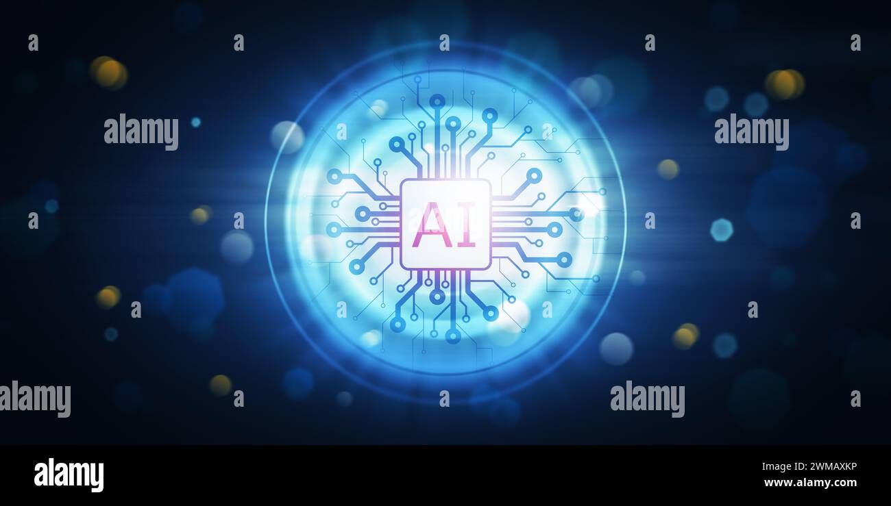 AI Artificial intelligence, connections, machine learning and computer ...
