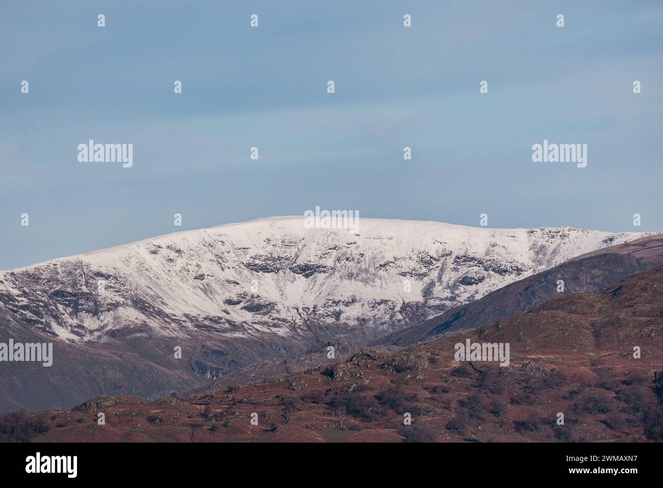 Cumbria, UK. , . UK Weather. Snow on the high fells above and around ...