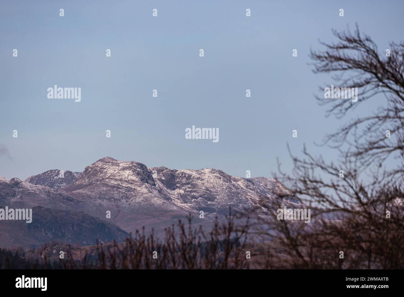 Cumbria, UK. , . UK Weather. Snow on the high fells above and around ...
