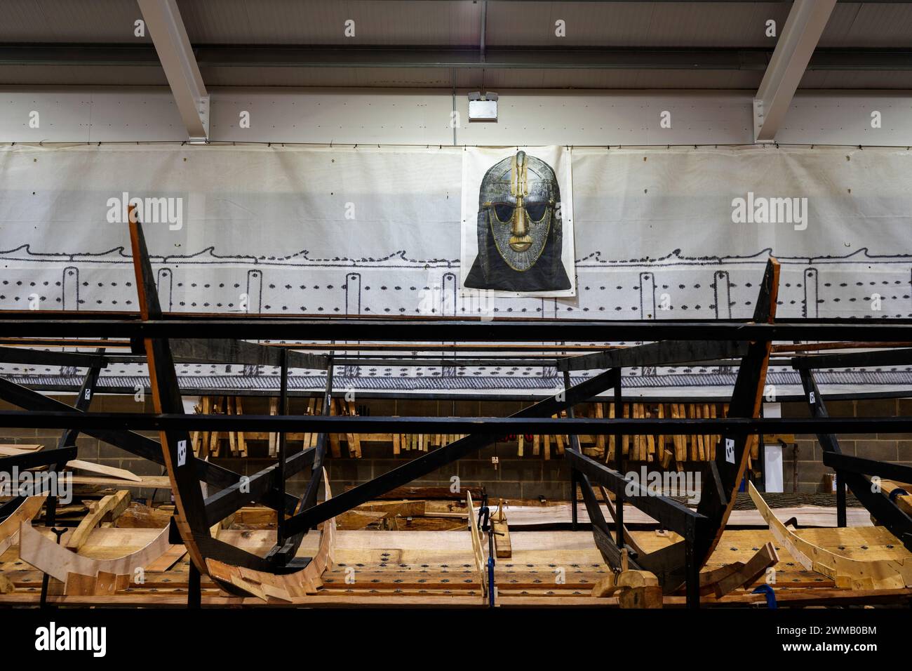 Construction of a replica Viking long ship Woodbridge Suffolk UK Stock ...