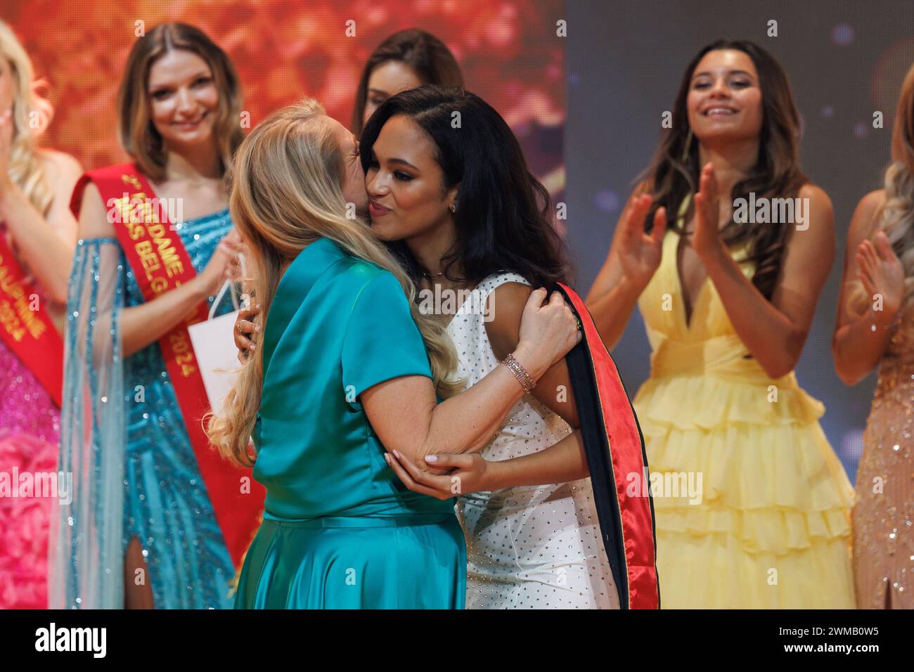 Miss Belgium committee chairwoman Darline Devos and Miss, Belgium ...