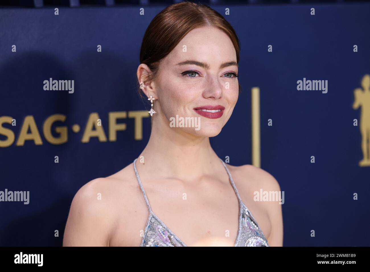 LOS ANGELES, CALIFORNIA, USA - FEBRUARY 24: Emma Stone wearing a Louis ...