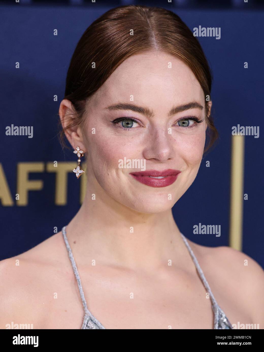 LOS ANGELES, CALIFORNIA, USA - FEBRUARY 24: Emma Stone wearing a Louis ...