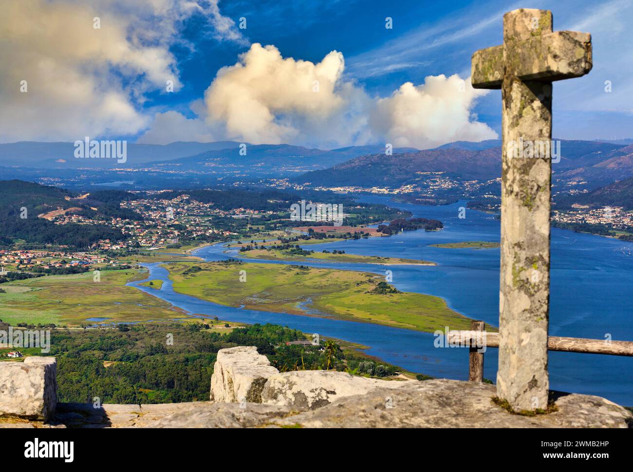 Minho River estuary, Spain and Portugal border, A Guarda, Pontevedra ...
