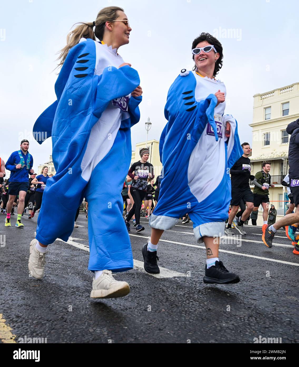 Brighton UK 25th February 2024 - Thousands of runners some in fancy ...