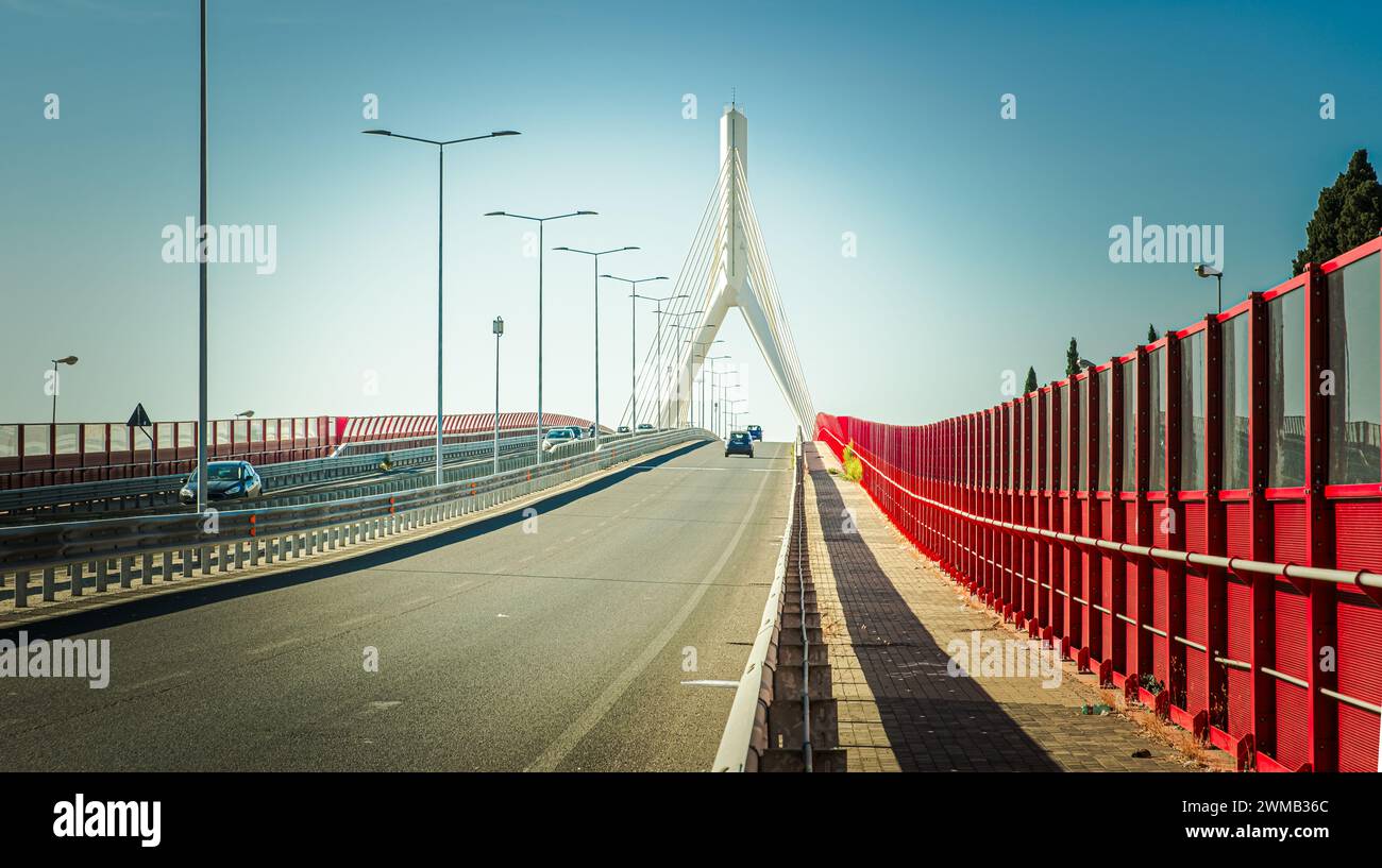 Adriatic Bridge of Bari, Puglia region in southern Italy. the cable ...