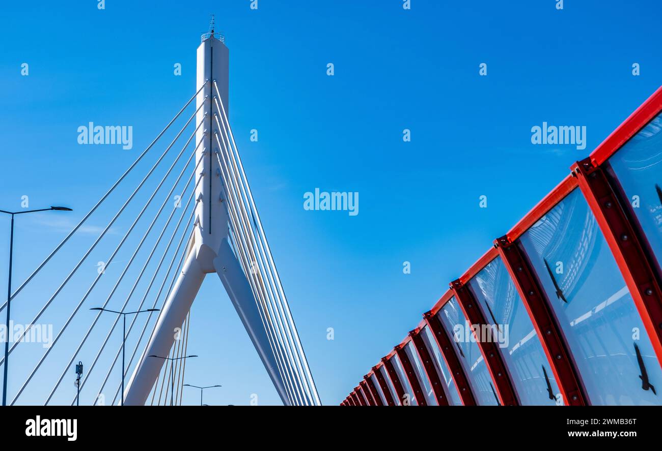 Adriatic Bridge of Bari, Puglia region in southern Italy. the cable ...
