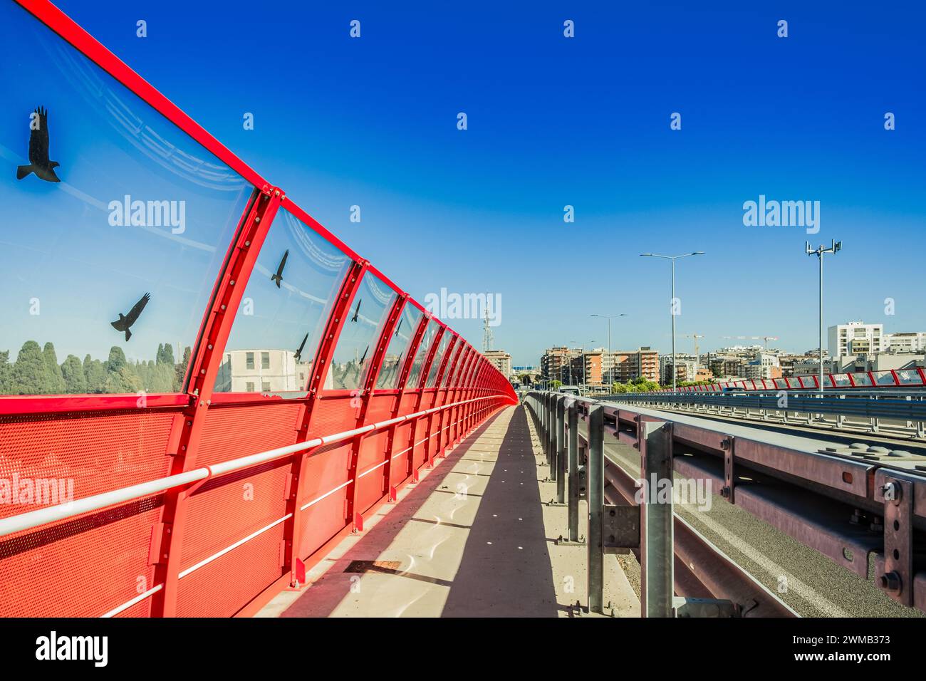 Adriatic Bridge of Bari, Puglia region in southern Italy. the cable ...