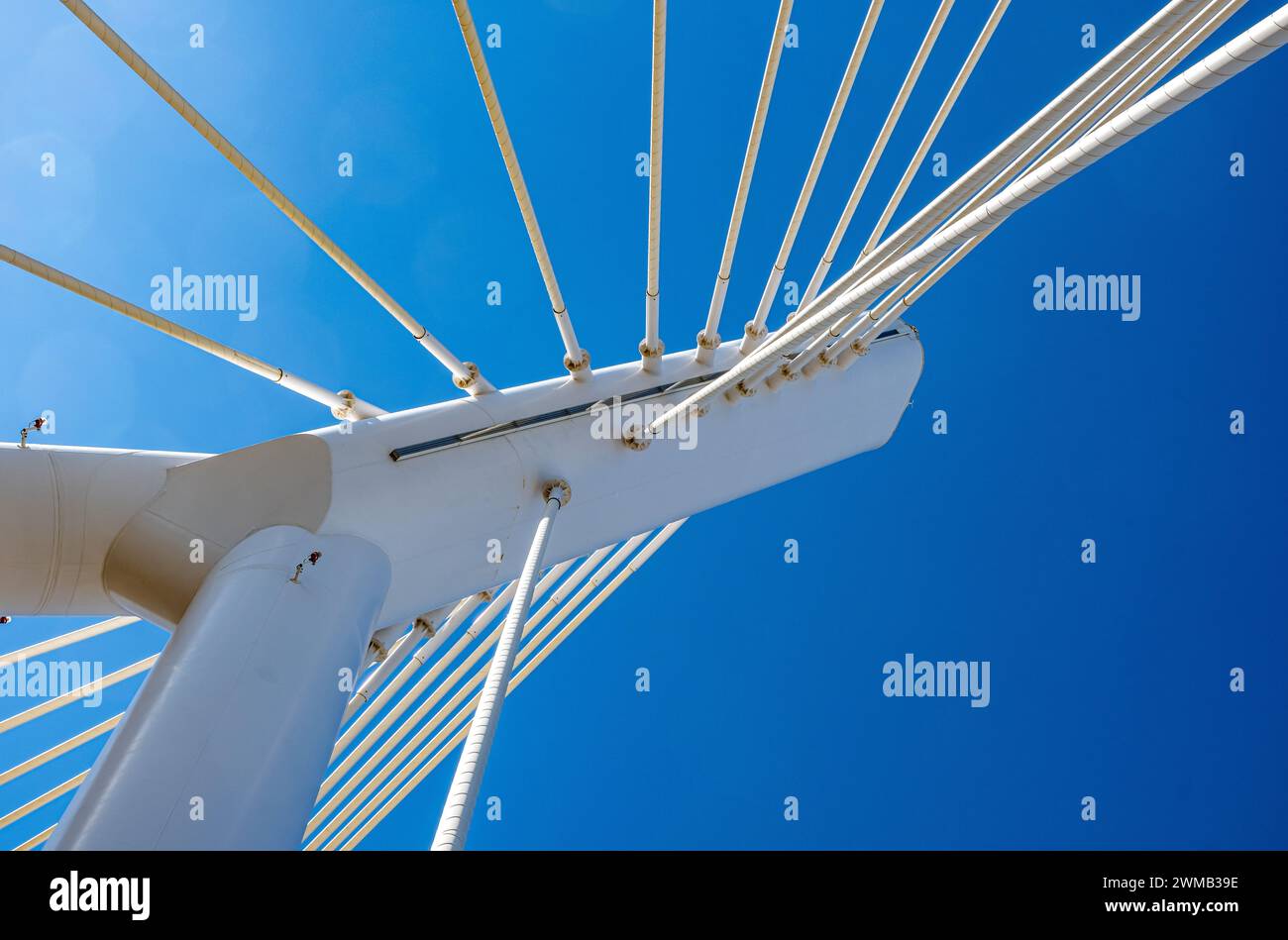 Adriatic Bridge of Bari, Puglia region in southern Italy. the cable ...
