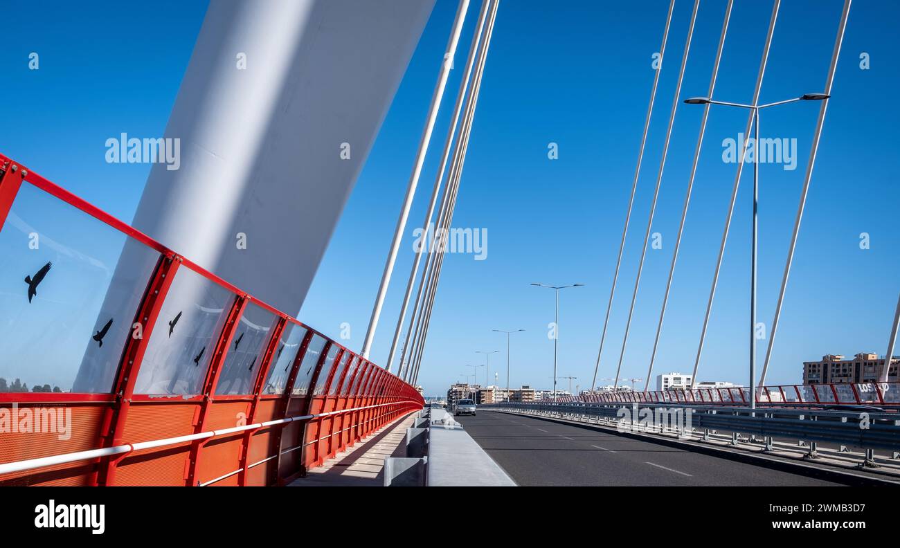 Adriatic Bridge of Bari, Puglia region in southern Italy. the cable ...