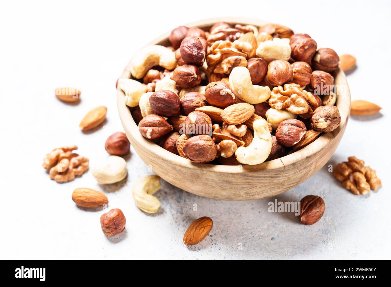 Nuts assortment at white background Stock Photo - Alamy