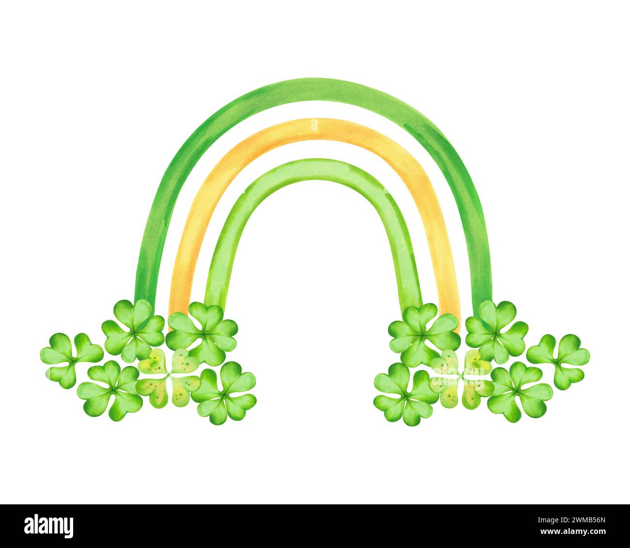 Rainbow with clover petals for St. Patrick's Day. Illustration with ...