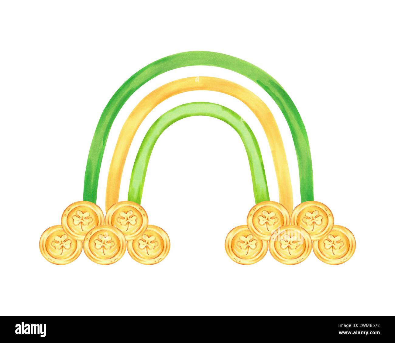 Rainbow with gold coins for St. Patrick's Day.Illustration with ...