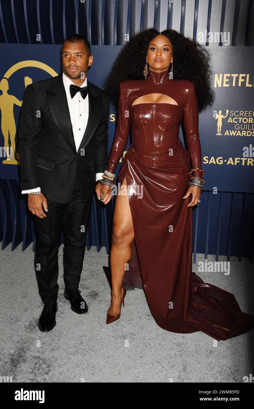 LOS ANGELES, CALIFORNIA - FEBRUARY 24: (L-R) Russell Wilson and Ciara ...