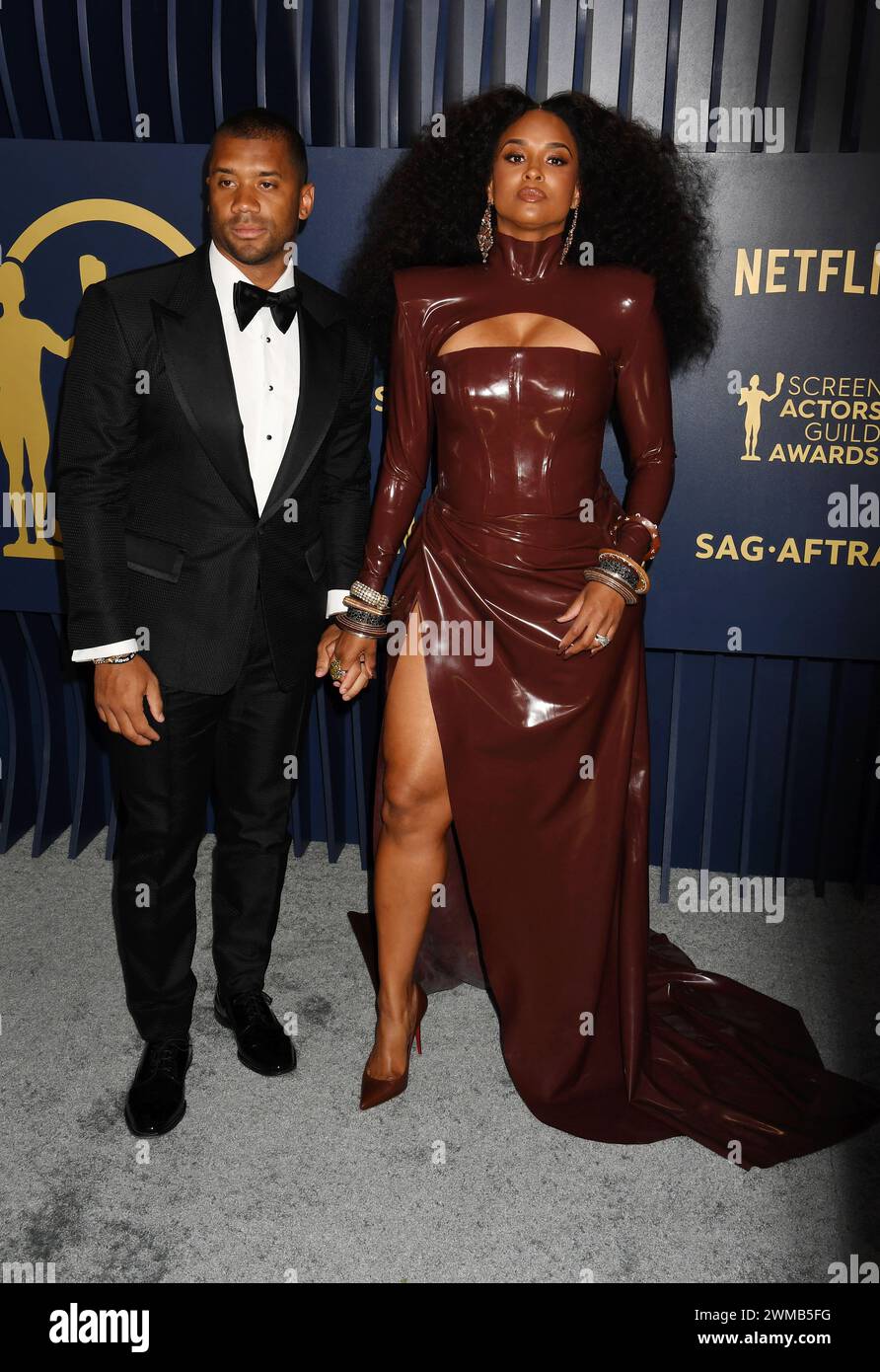 LOS ANGELES, CALIFORNIA - FEBRUARY 24: (L-R) Russell Wilson and Ciara ...