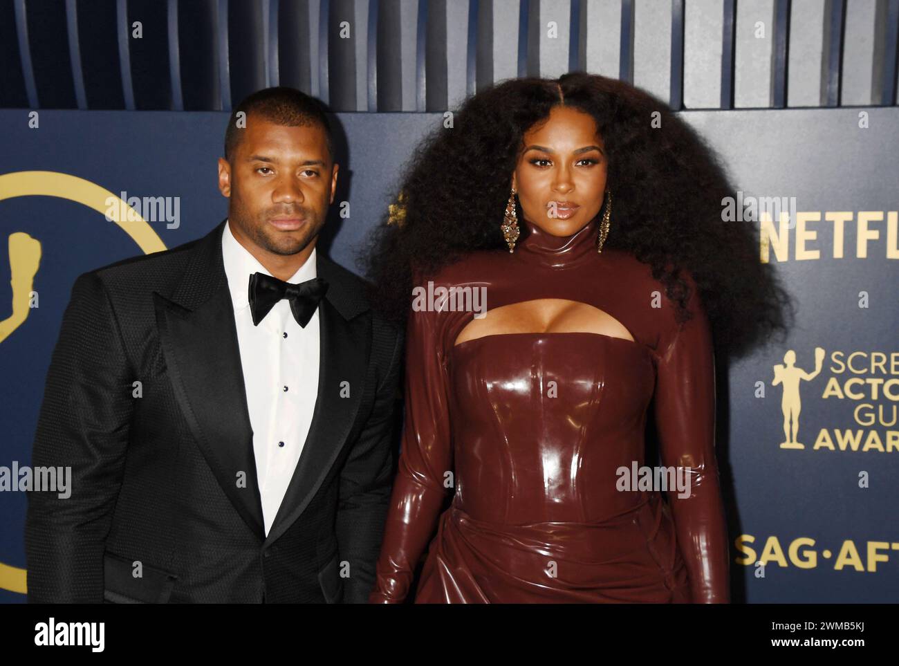 LOS ANGELES, CALIFORNIA - FEBRUARY 24: (L-R) Russell Wilson and Ciara ...