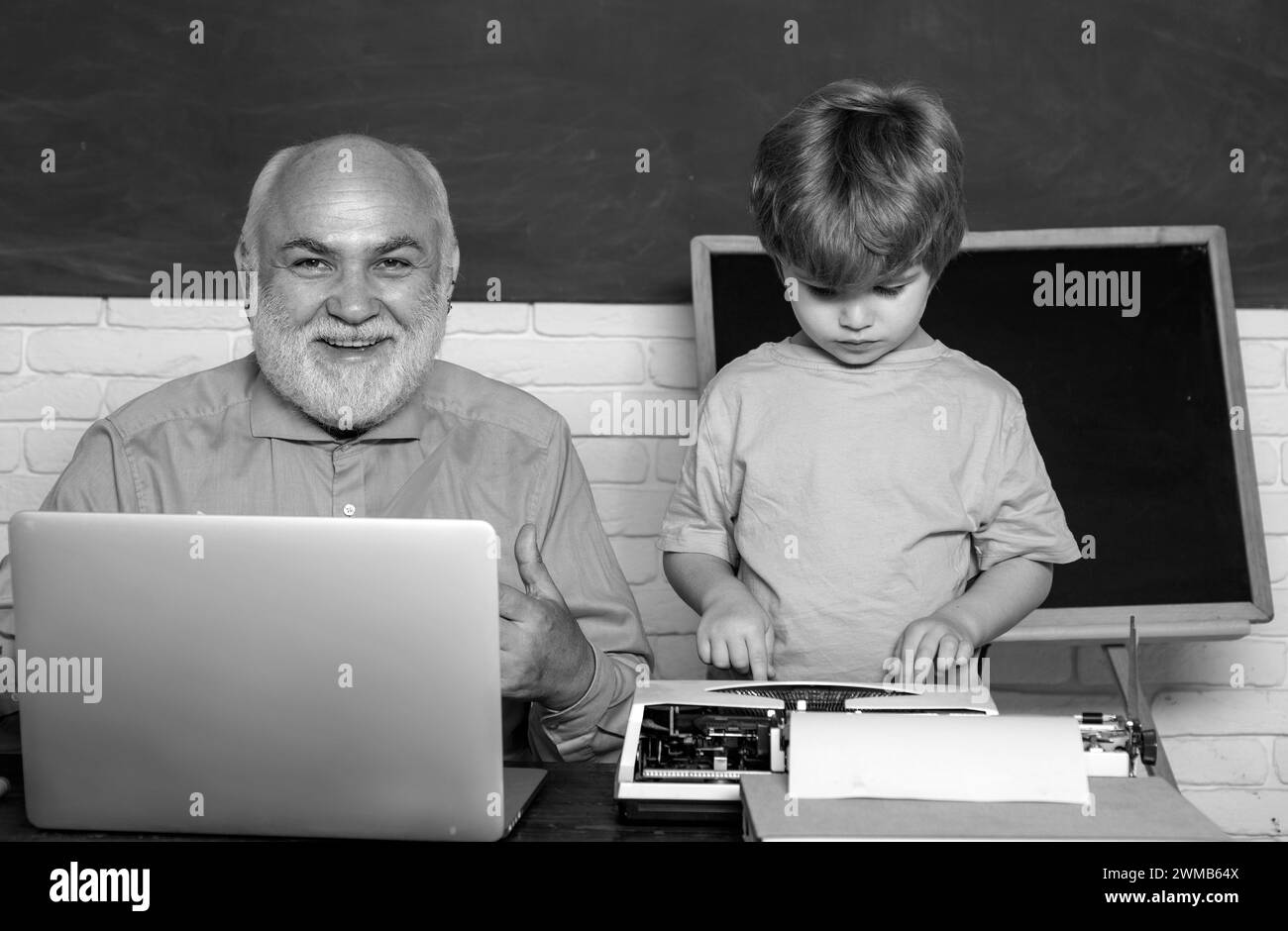 Teachers day. Learning and education concept. Old teacher. Elementary ...