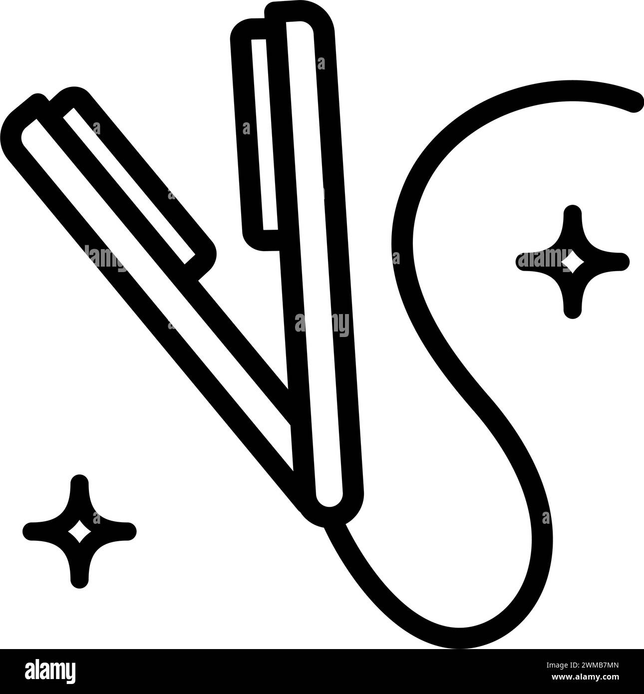 Hair straightener linear icon. Temporary straightening curly hair by ...