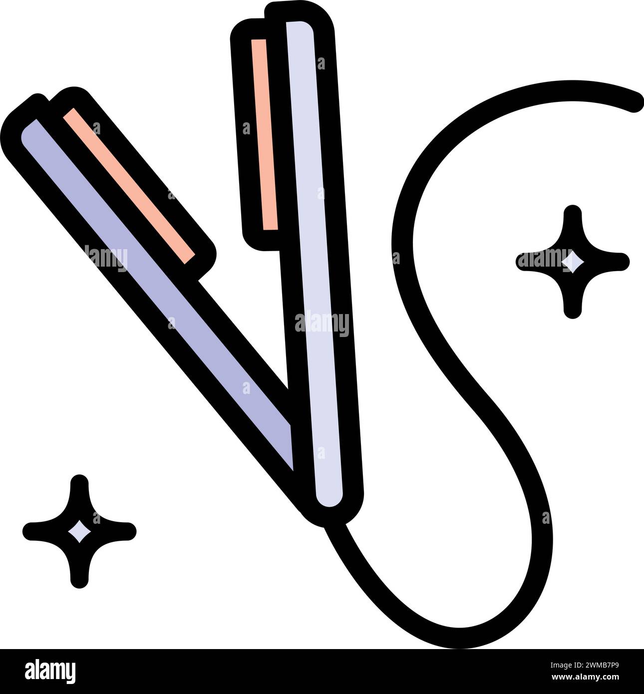 Hair straightener color icon. Temporary straightening curly hair by heating. Hairdresser tool ...