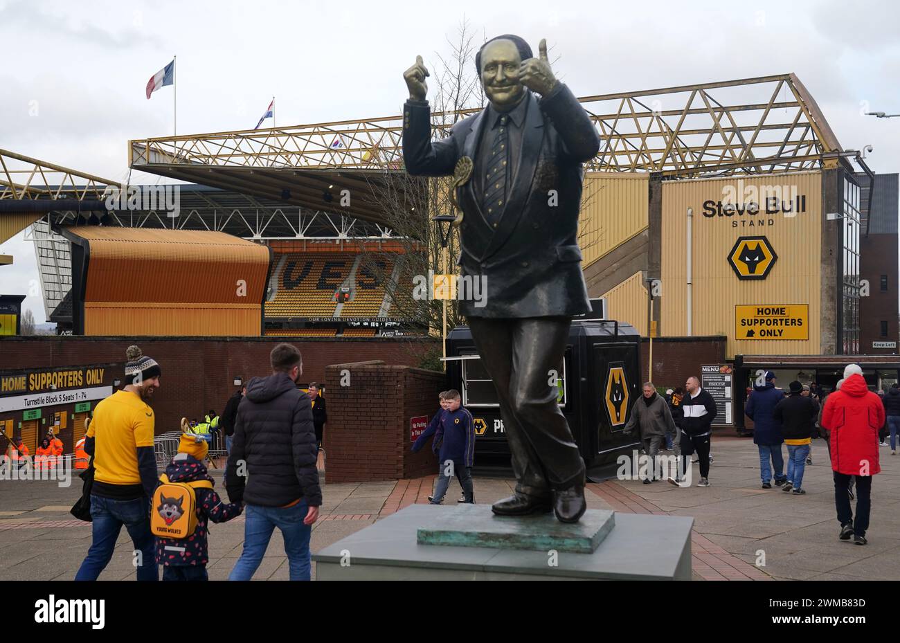 A statue of Jack Hayward with the face painted gold ahead of the ...