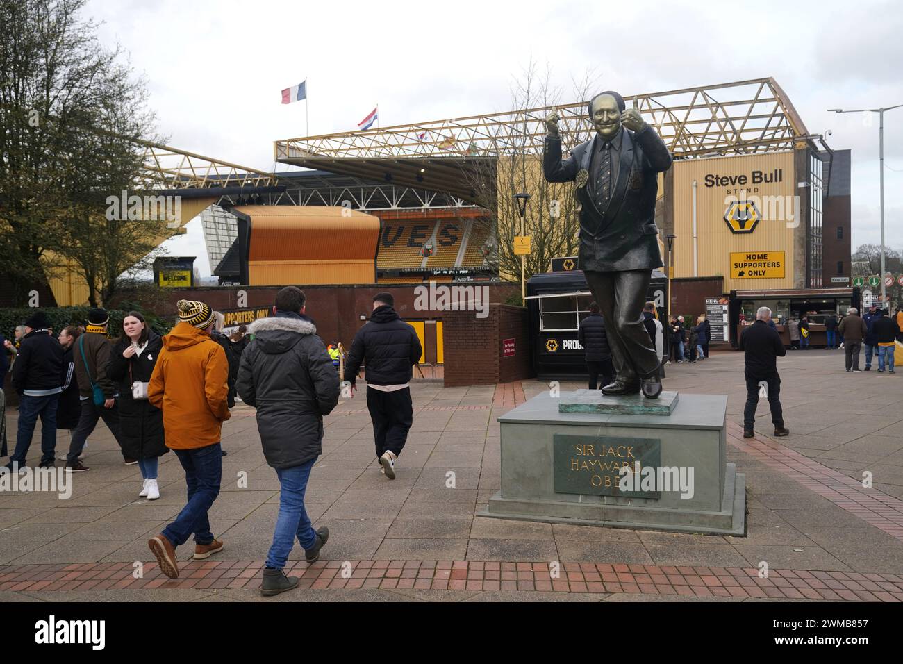 A statue of Jack Hayward with the face painted gold ahead of the ...