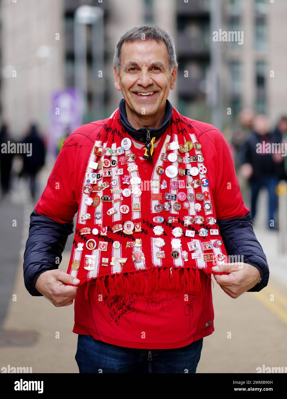 A Liverpool fan on Wembley Way before the Carabao Cup final at Wembley ...