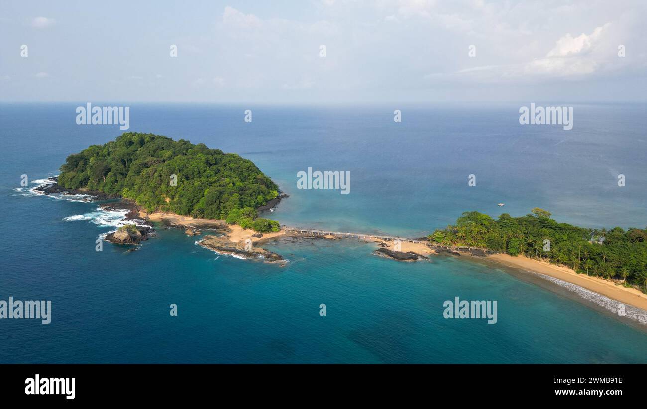 Aerial view from Ilheu Bom Bom in Prince Island .Principe is the world ...