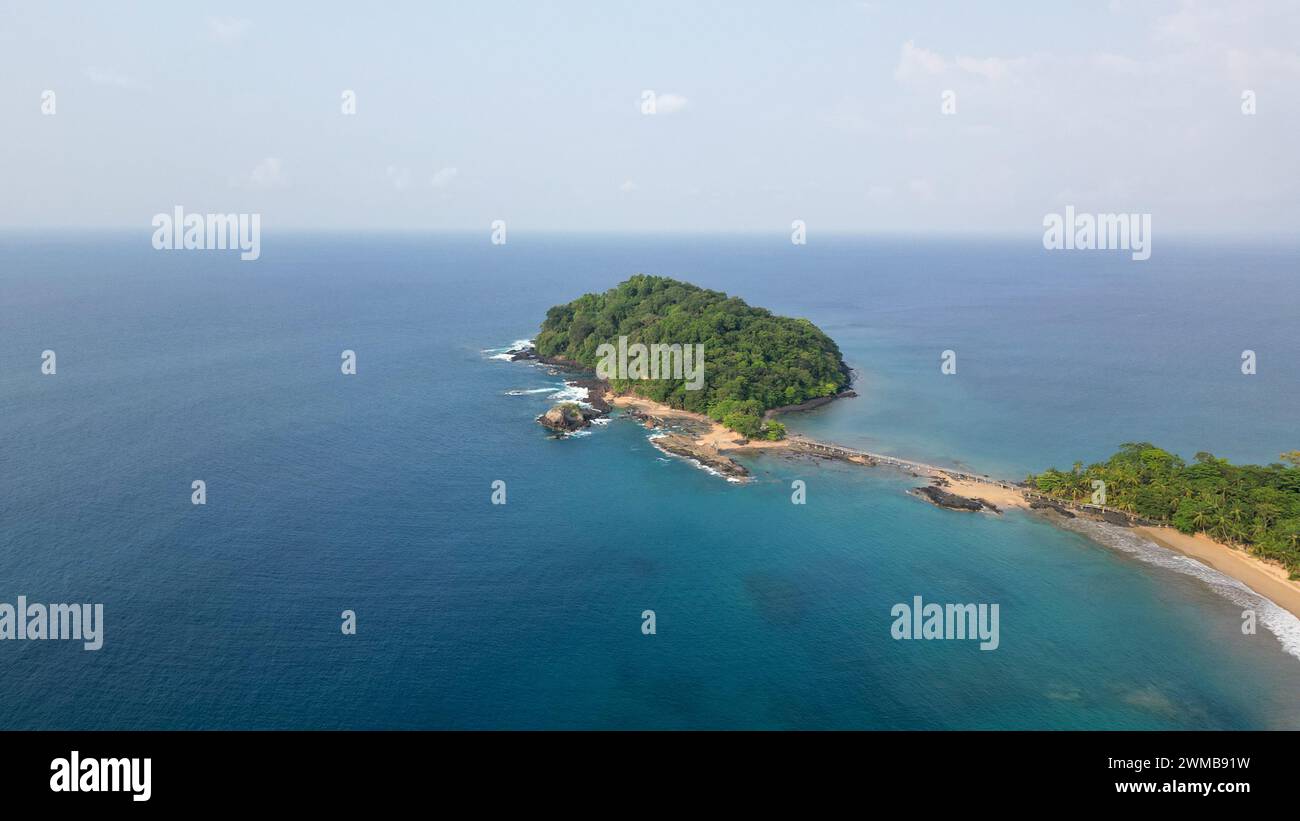 Aerial view from Ilheu Bom Bom in Prince Island .Principe is the world ...