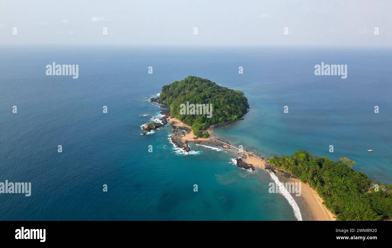 Aerial view from Ilheu Bom Bom in Prince Island .Principe is the world ...