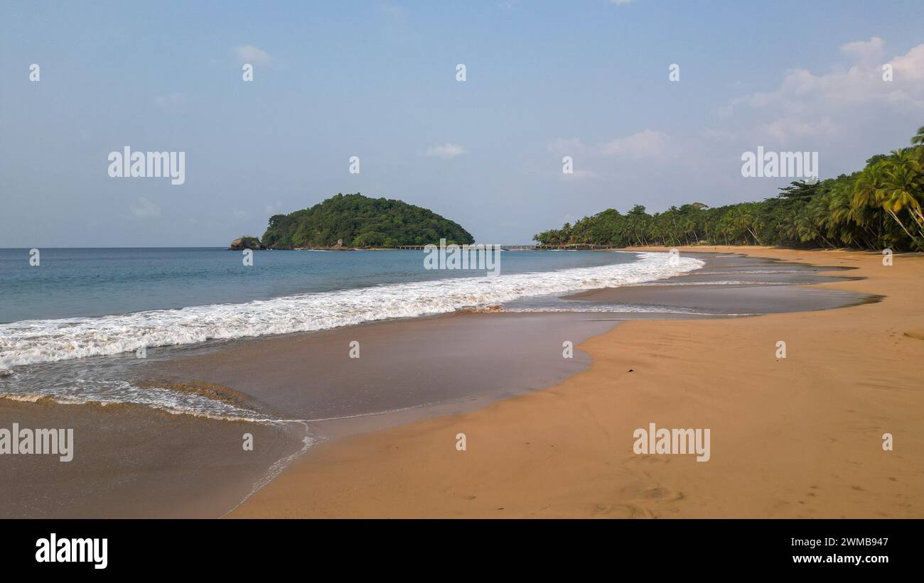 Low view from Bom Bom beach in Prince Island .Principe is the world's ...