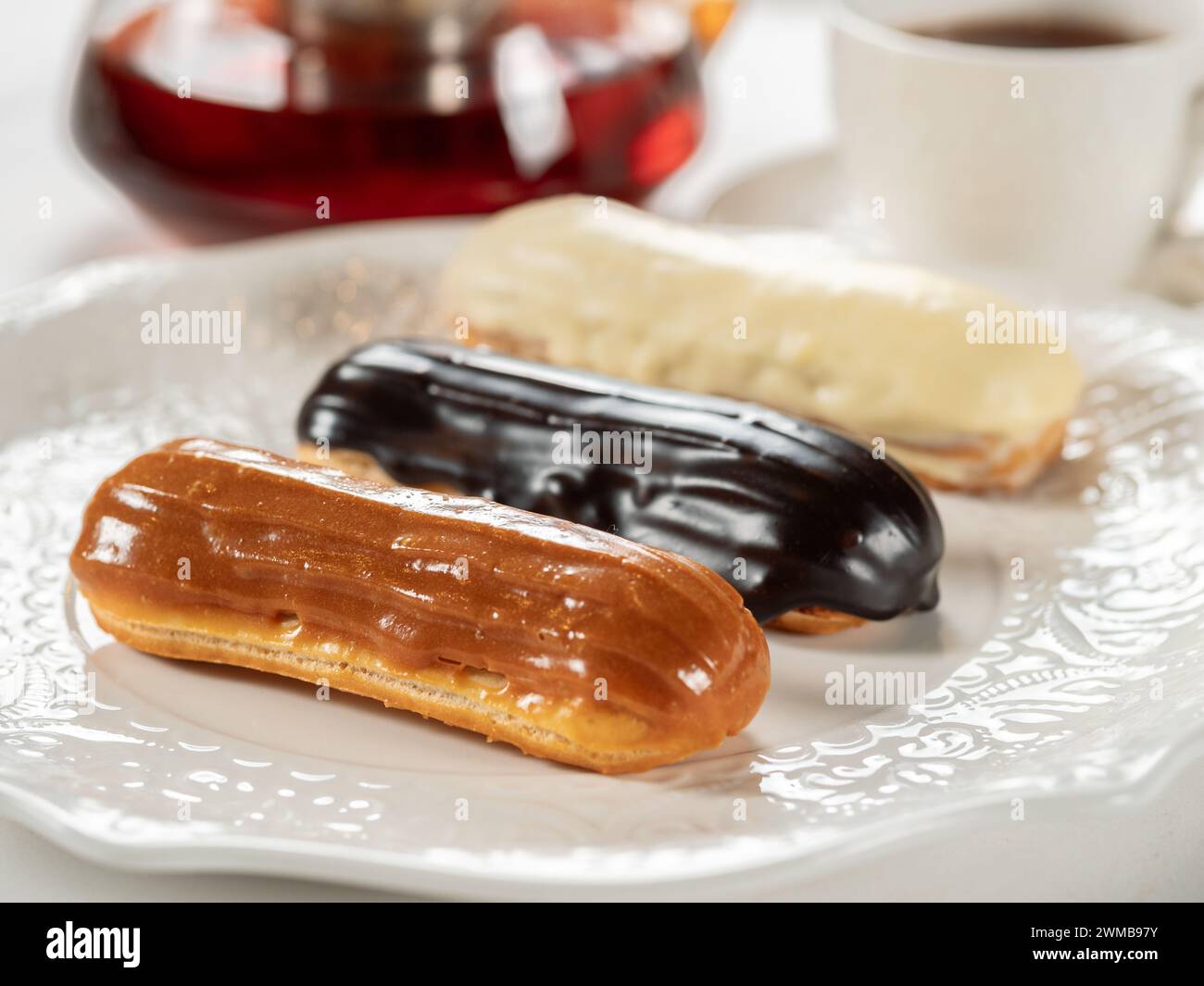 Fresh tasty glazed eclair hi-res stock photography and images - Alamy
