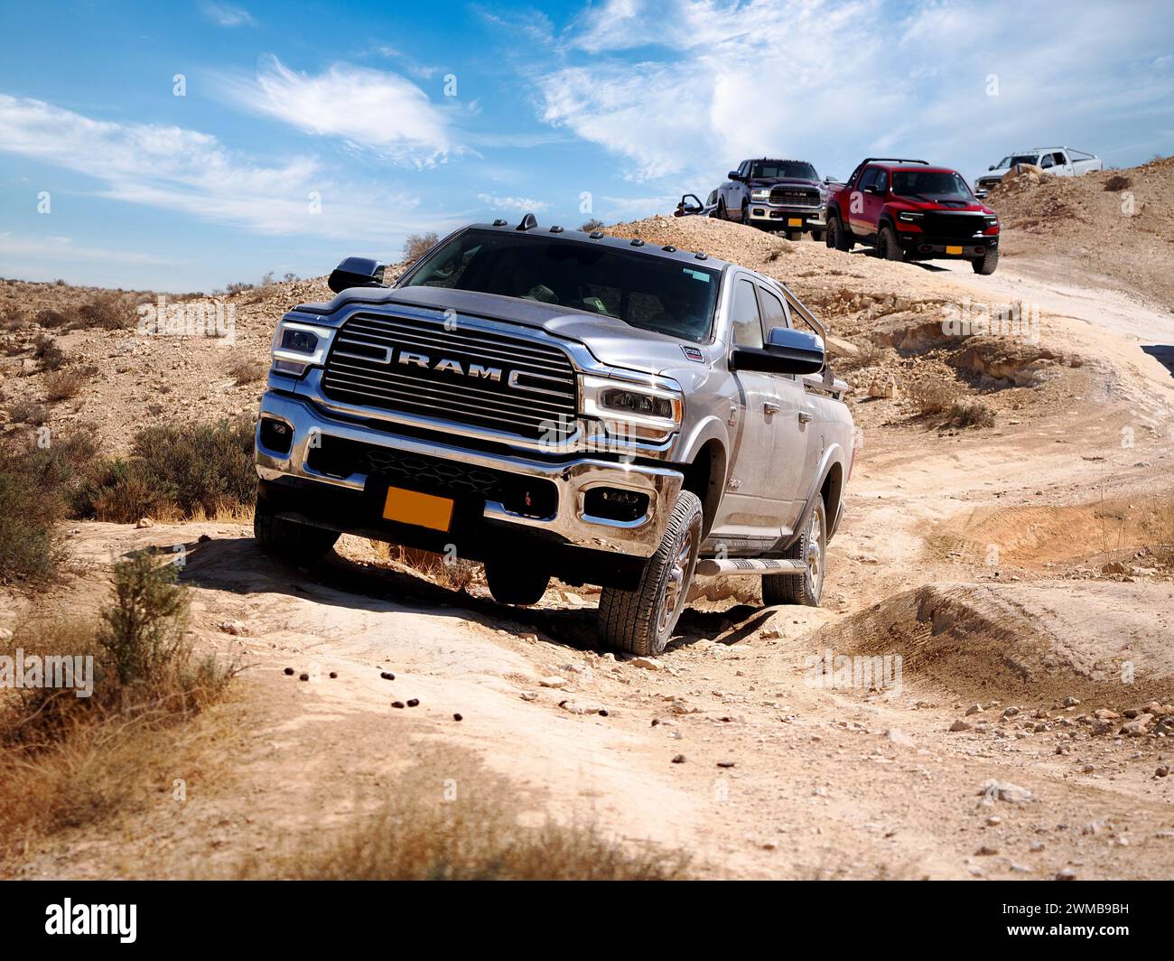 Test drive Dodge Ram in the Negev desert Stock Photo - Alamy