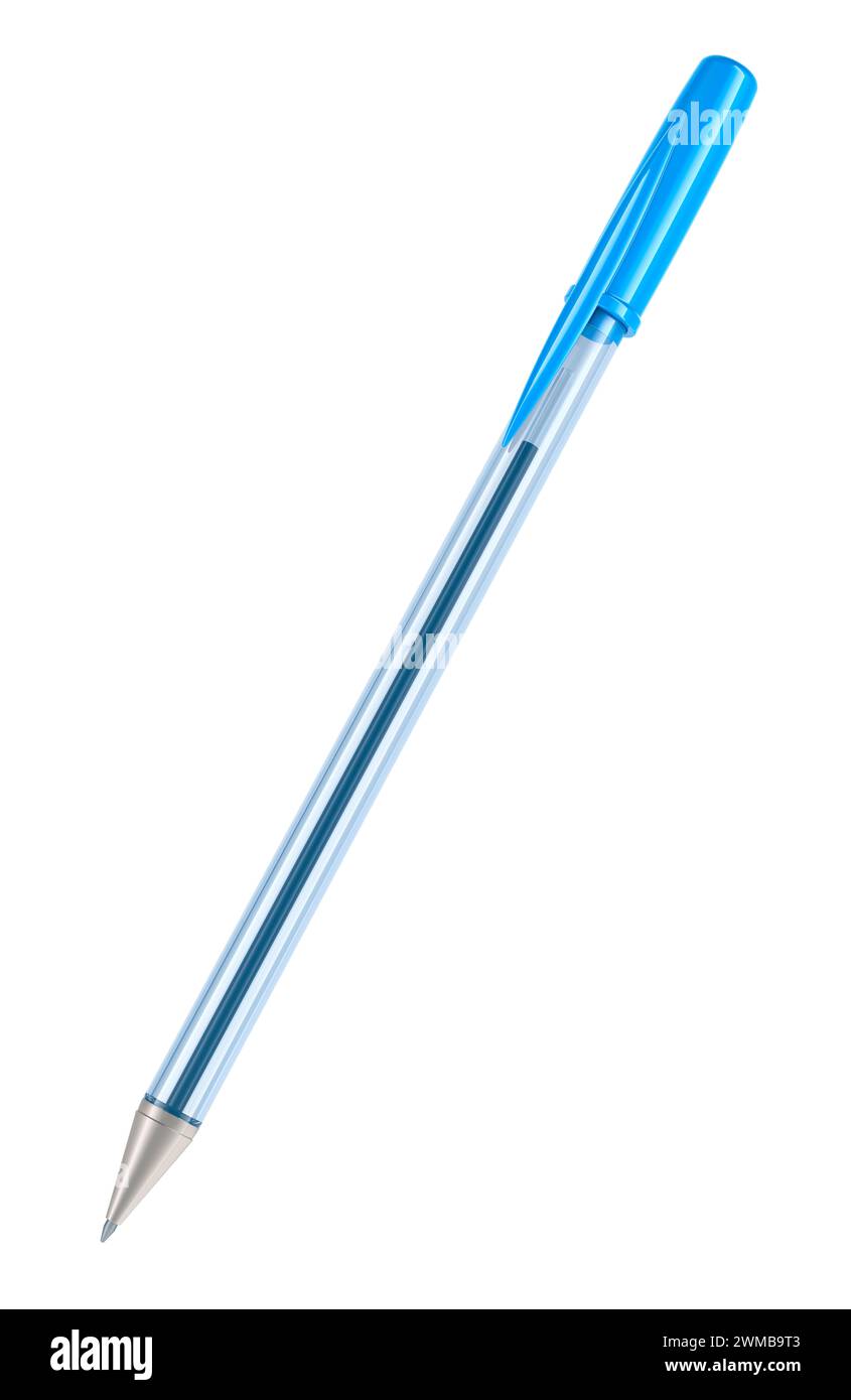 Ballpoint Pen, plastic transparent. 3D rendering isolated on white ...