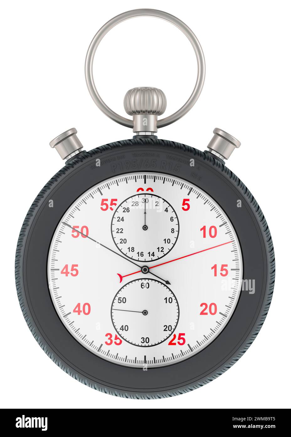 Car wheel as stopwatch, 3D rendering isolated on white background Stock ...